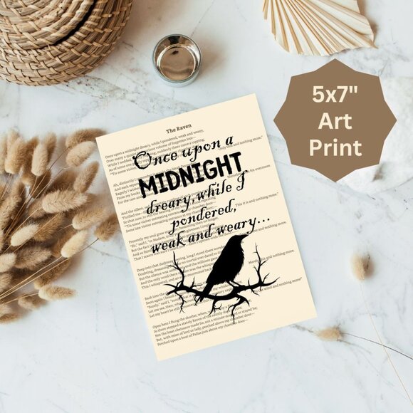 Art | Edgar Allan Poe Book Page Art Print The Raven Once Upon A ...
